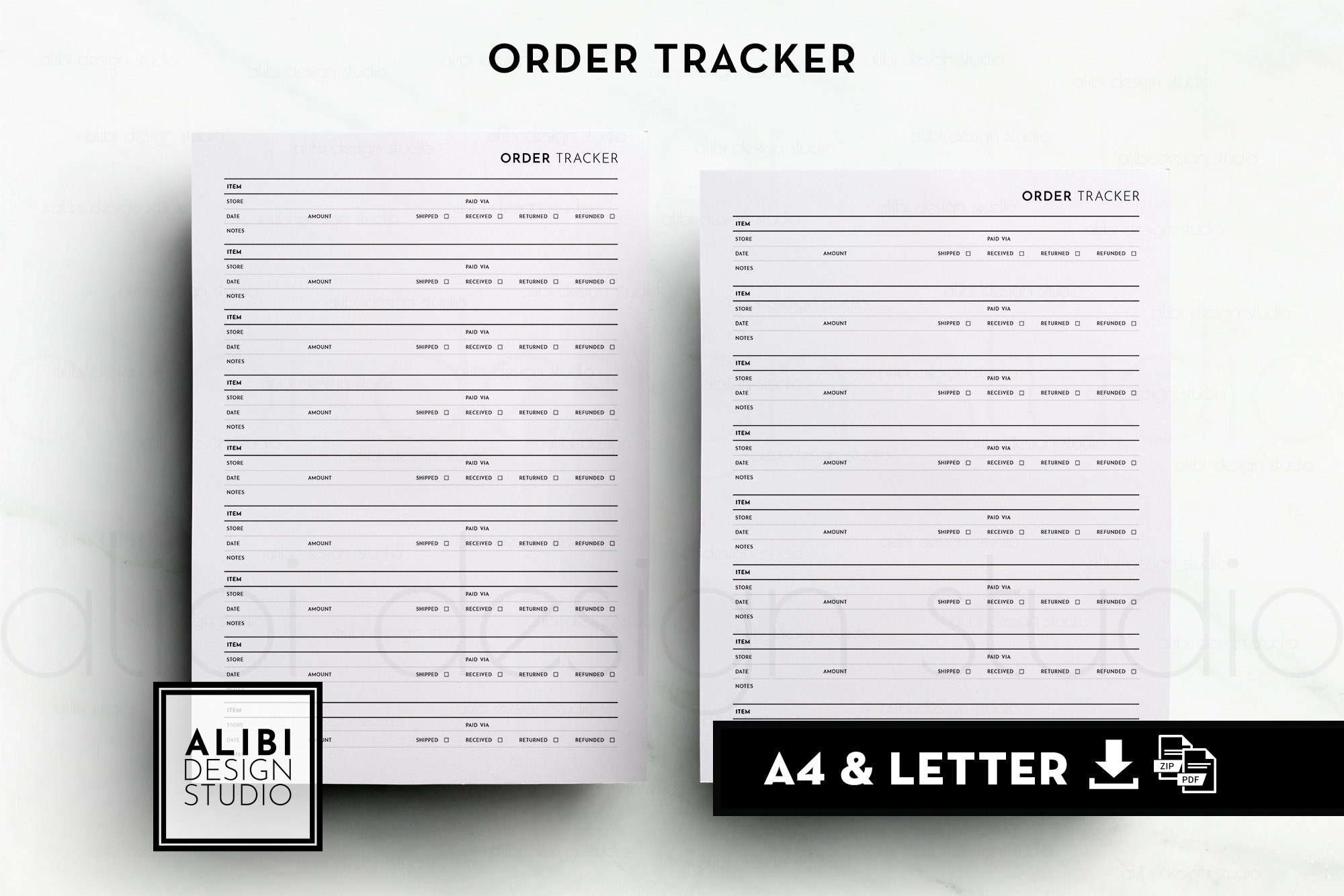 A4 Letter Online Order Tracker Minimal Purchase Tracker Purchase Log ...