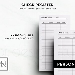 Personal Checkbook Register Financial Planner Budget Planner Checkbook ...
