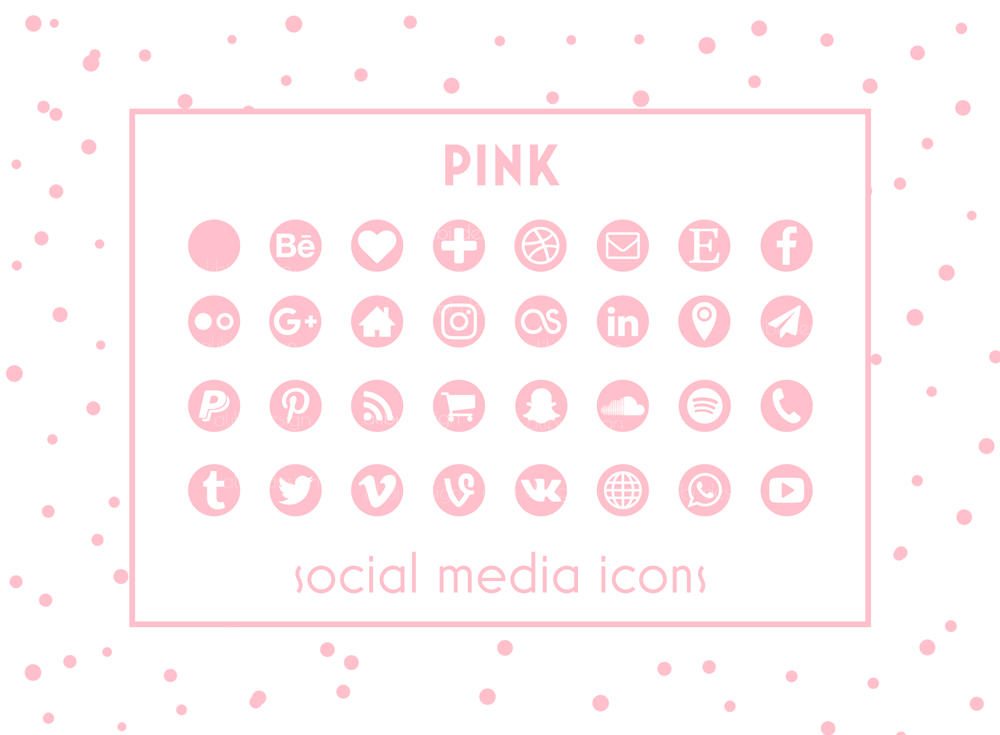 Social Media Icons Pink Icons Pink Buttons Social Media | Etsy