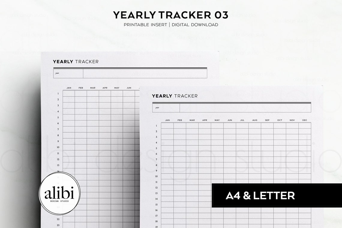 A4 and US Letter Size Year Tracker Habit Tracker Yearly - Etsy