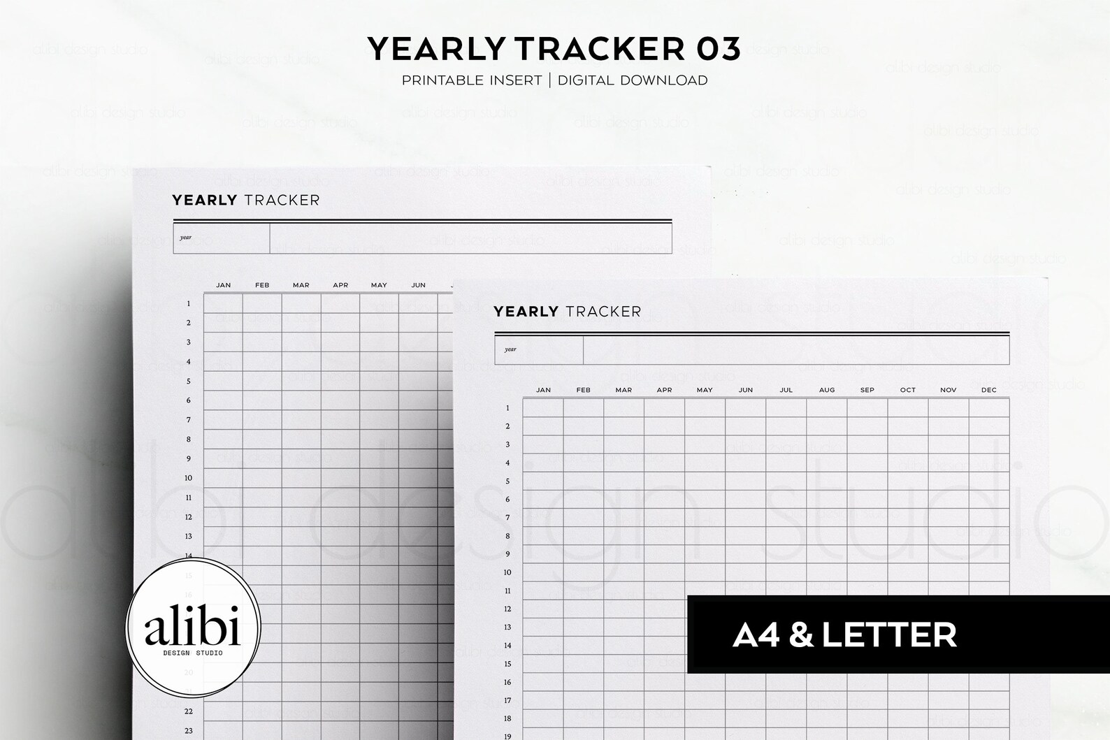 A4 and US Letter Size Year Tracker Habit Tracker Yearly - Etsy