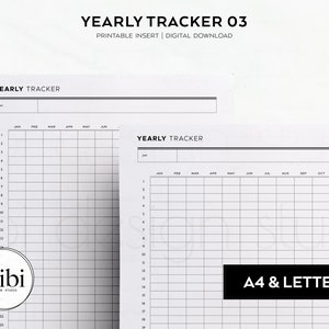 A4 and US Letter Size Year Tracker Habit Tracker Yearly Overview Mood ...