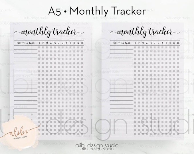 Monthly Tracker, A5 Planner Inserts, Habit Tracker, A5 Planner, Habit ...