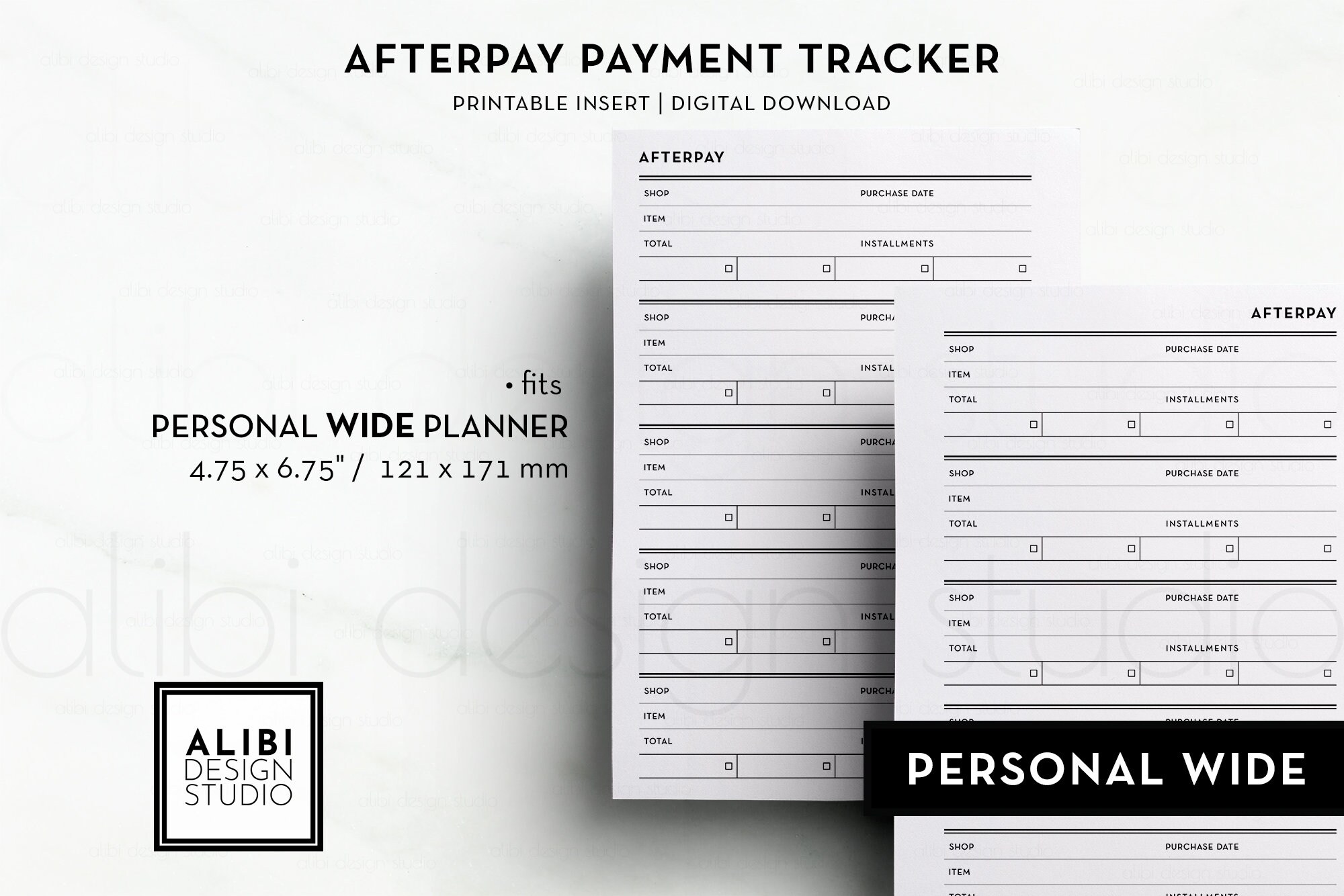 Personal WIDE Afterpay Payment Tracker Financial Planner | Etsy
