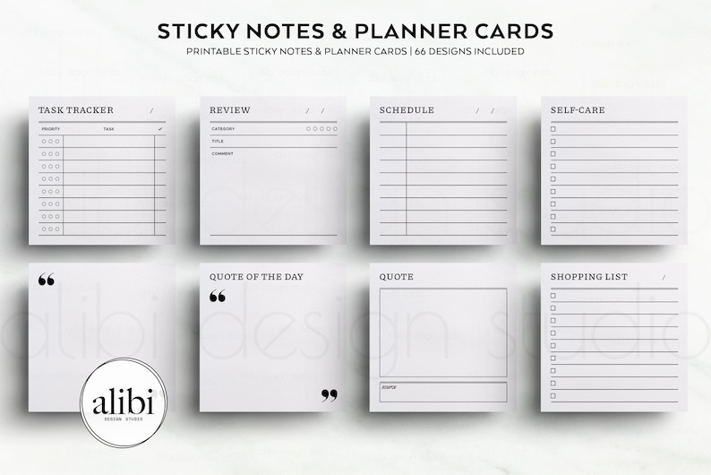 Printable Sticky Notes Printable Planner Cards 66 Designs - Etsy