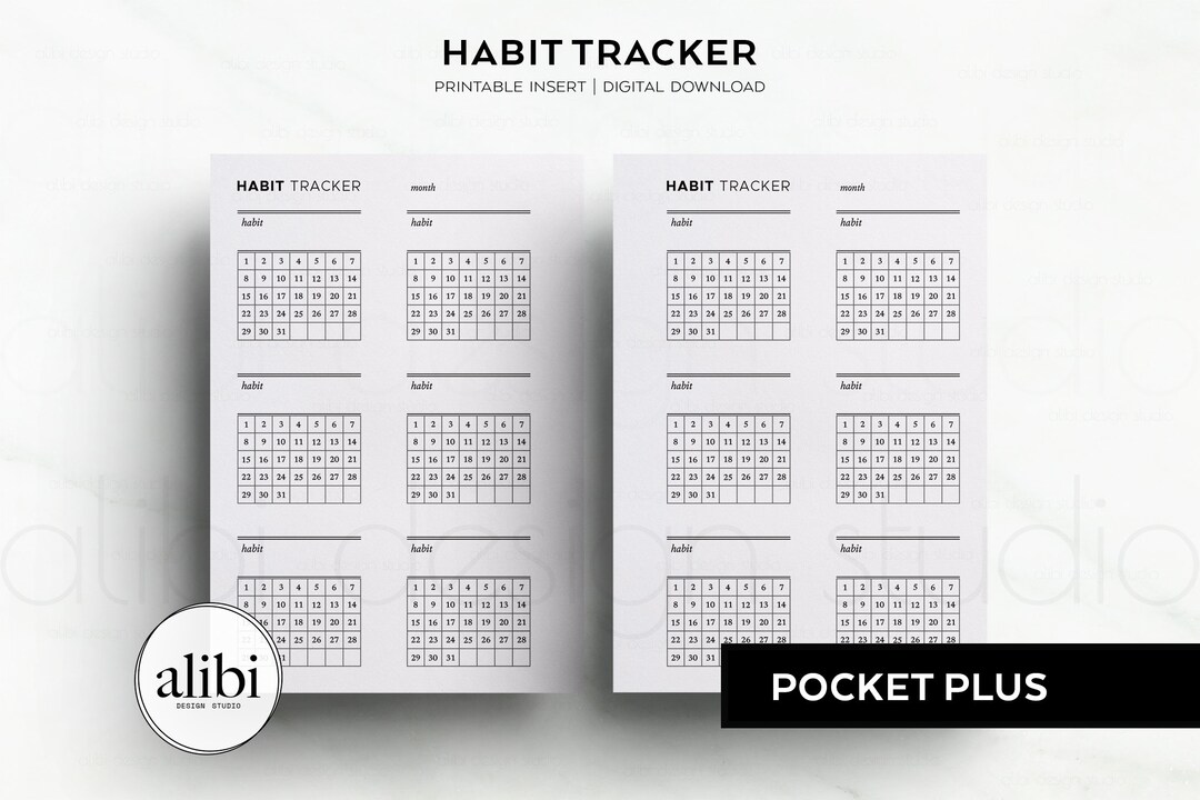 Pocket Plus Habit Tracker Monthly Planner Pocket XL Printable Planner ...