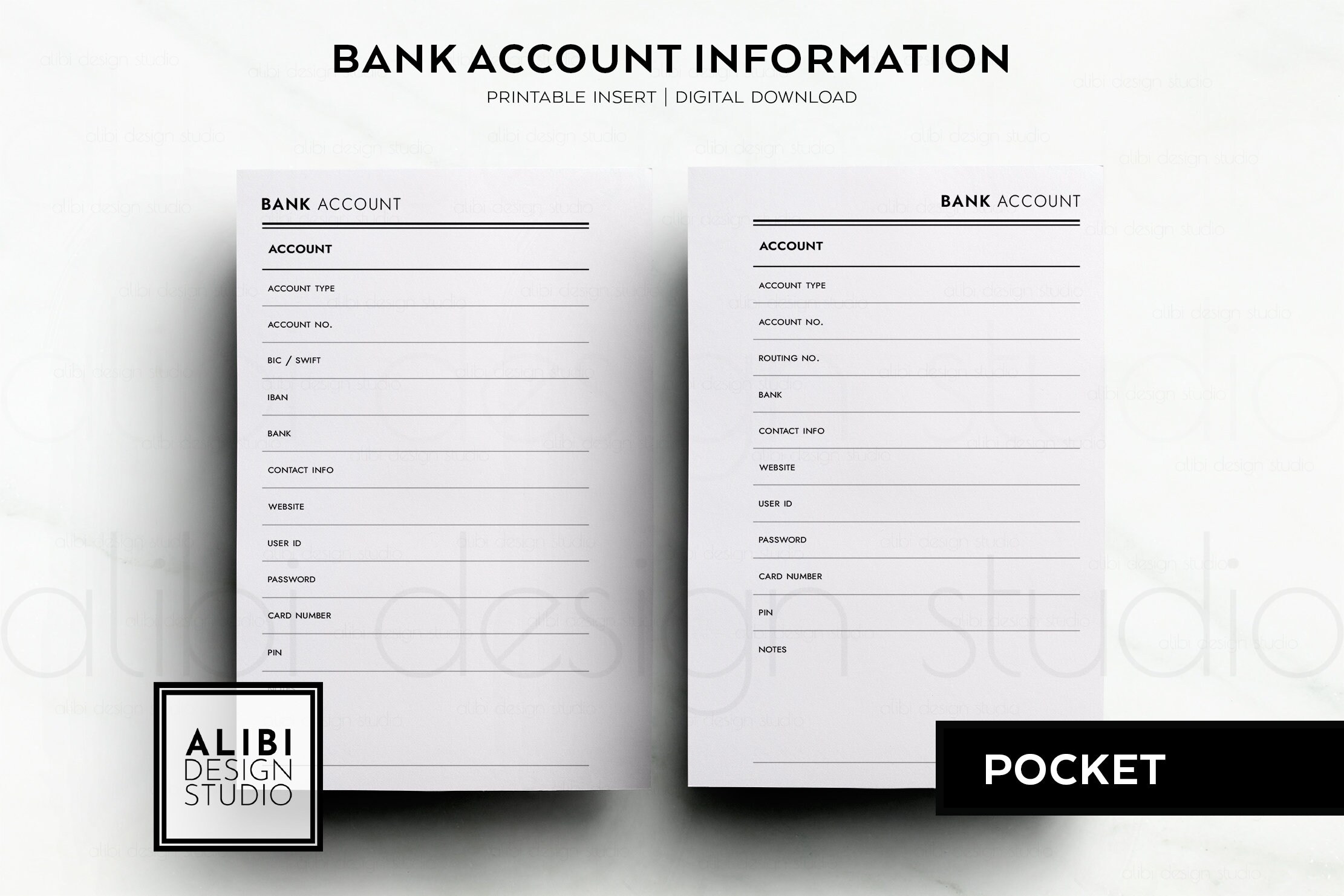 Pocket Bank Account Information Tracker Financial Planner | Etsy