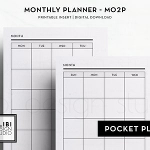 Pocket Plus Monthly Planner Undated Calendar Pocket XL Printable ...