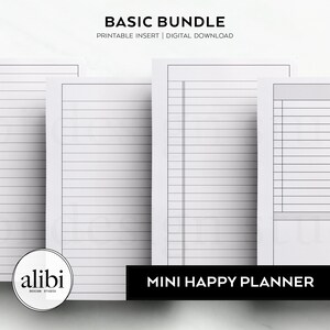 HP MINI Essential Printable Inserts MINI Happy Planner Printable Basic ...