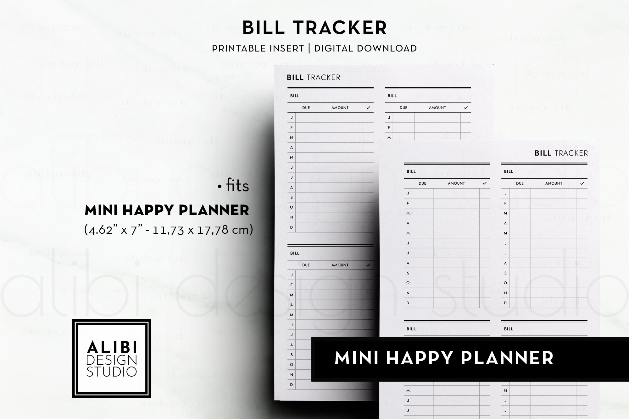HP MINI Bill Tracker Monthly Bill MINI Happy PlannerPrintable - Etsy España