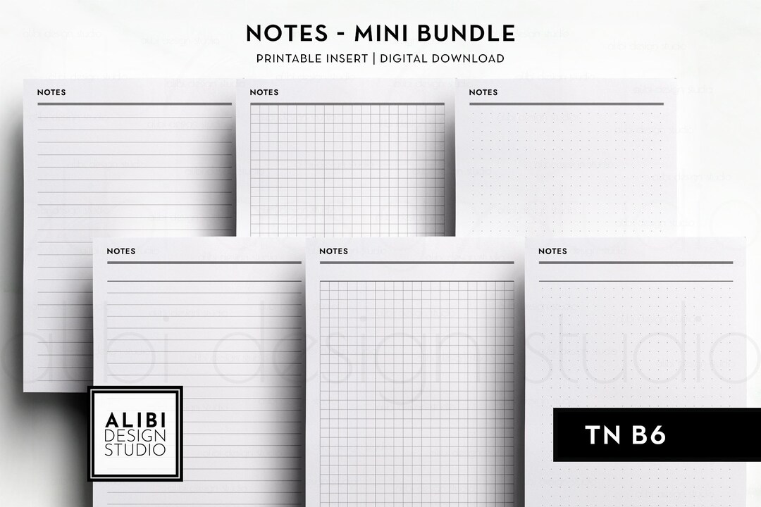 B6 TN, Basic Notes Bundle Notes Paper Grid Paper Dot Paper Lined Paper ...