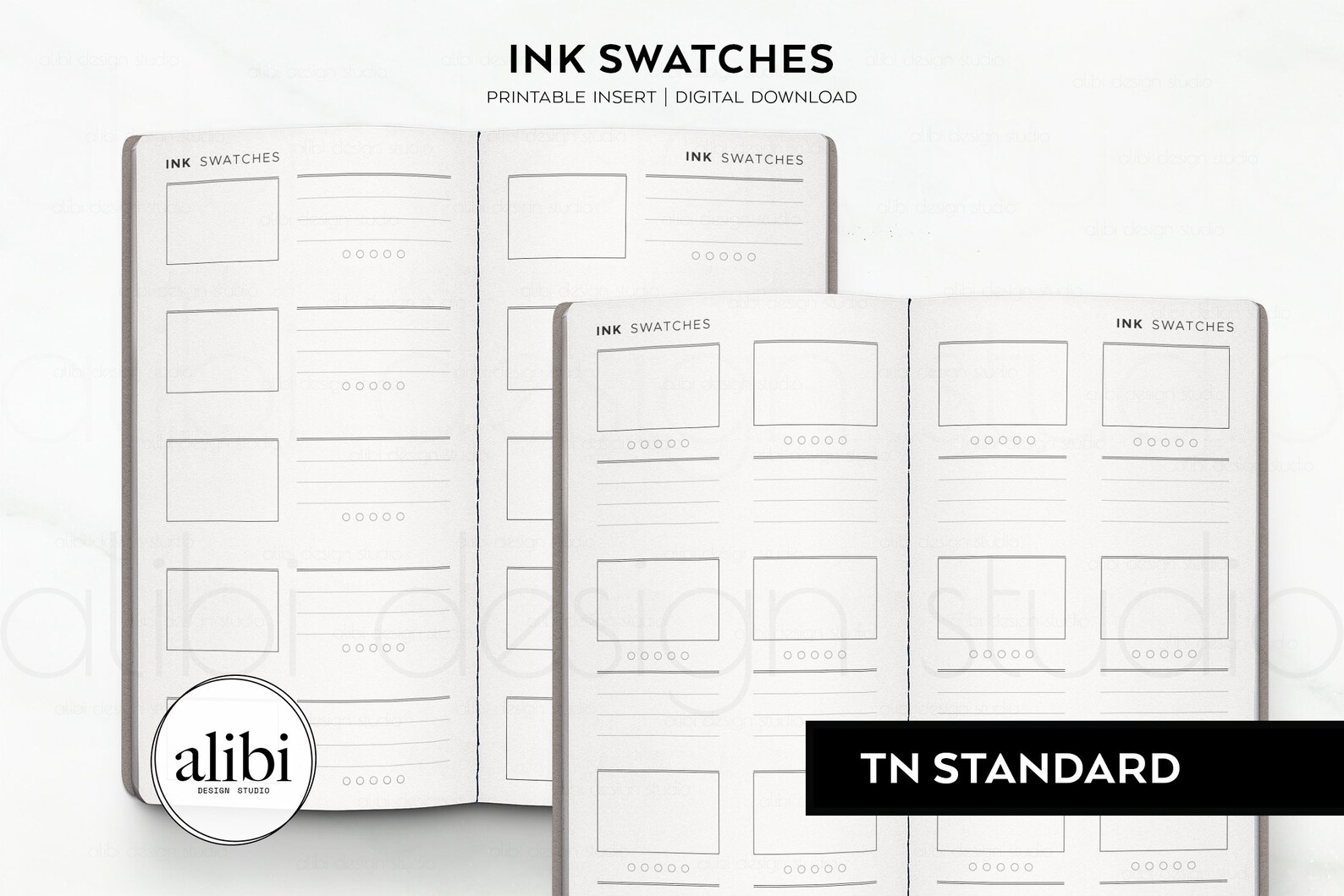 Standard TN Ink Swatches Printable Book Ink Collection Color Swatch ...