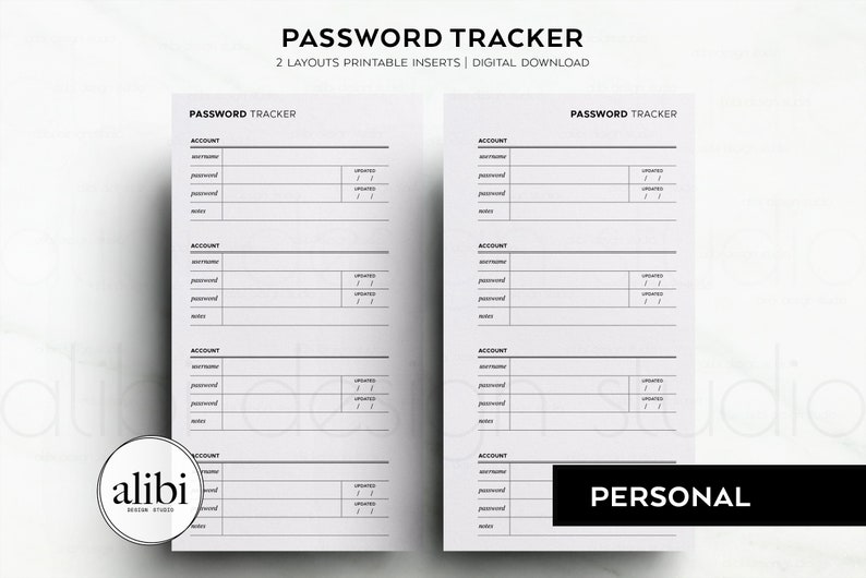 Personal Password Tracker Password Manager Emergency Planner - Etsy