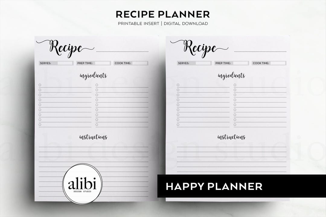 Happy Planner Recipe Planner Recipe Book, Recipe Journal Recipe Binder ...