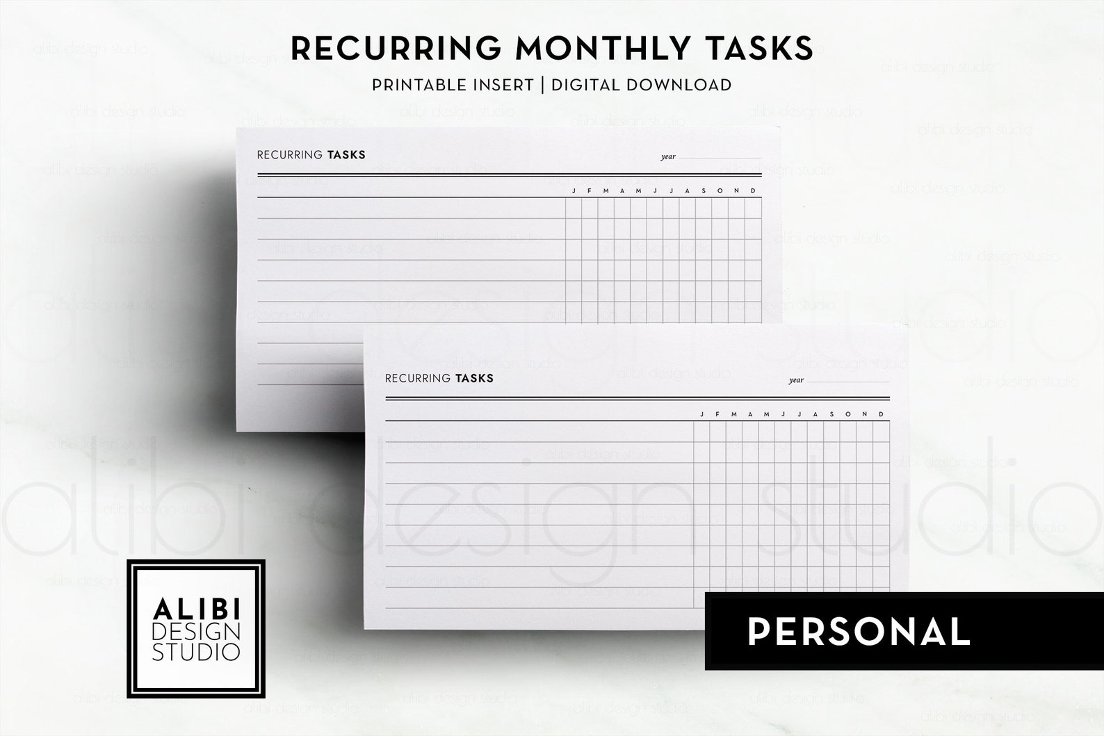 Personal Recurring Tasks Yearly Overview Personal Printable - Etsy