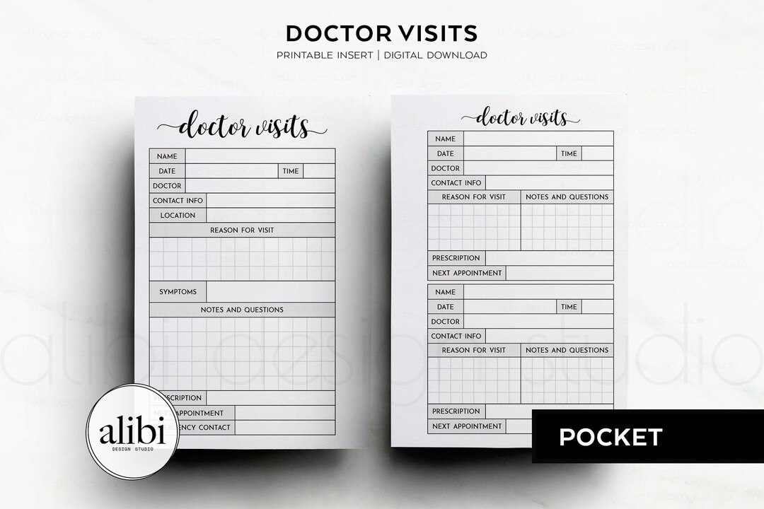 Pocket Doctor Visits, Medical Appointment Tracker Doctor Appointment ...