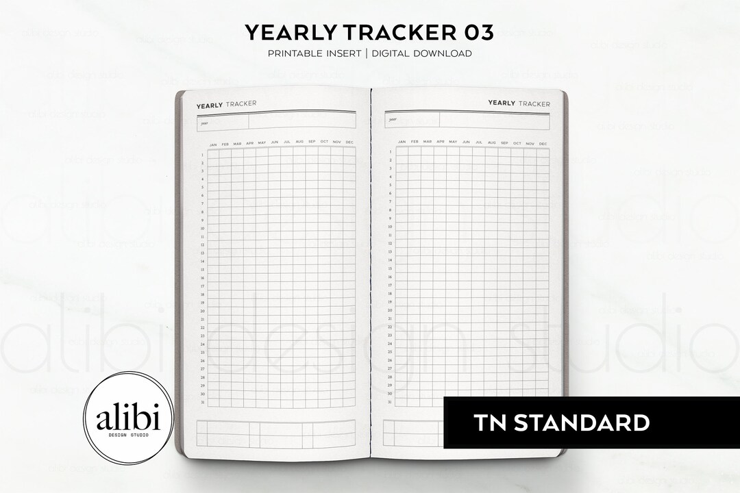 Standard TN Year Tracker Habit Tracker Yearly Overview Mood Tracker ...