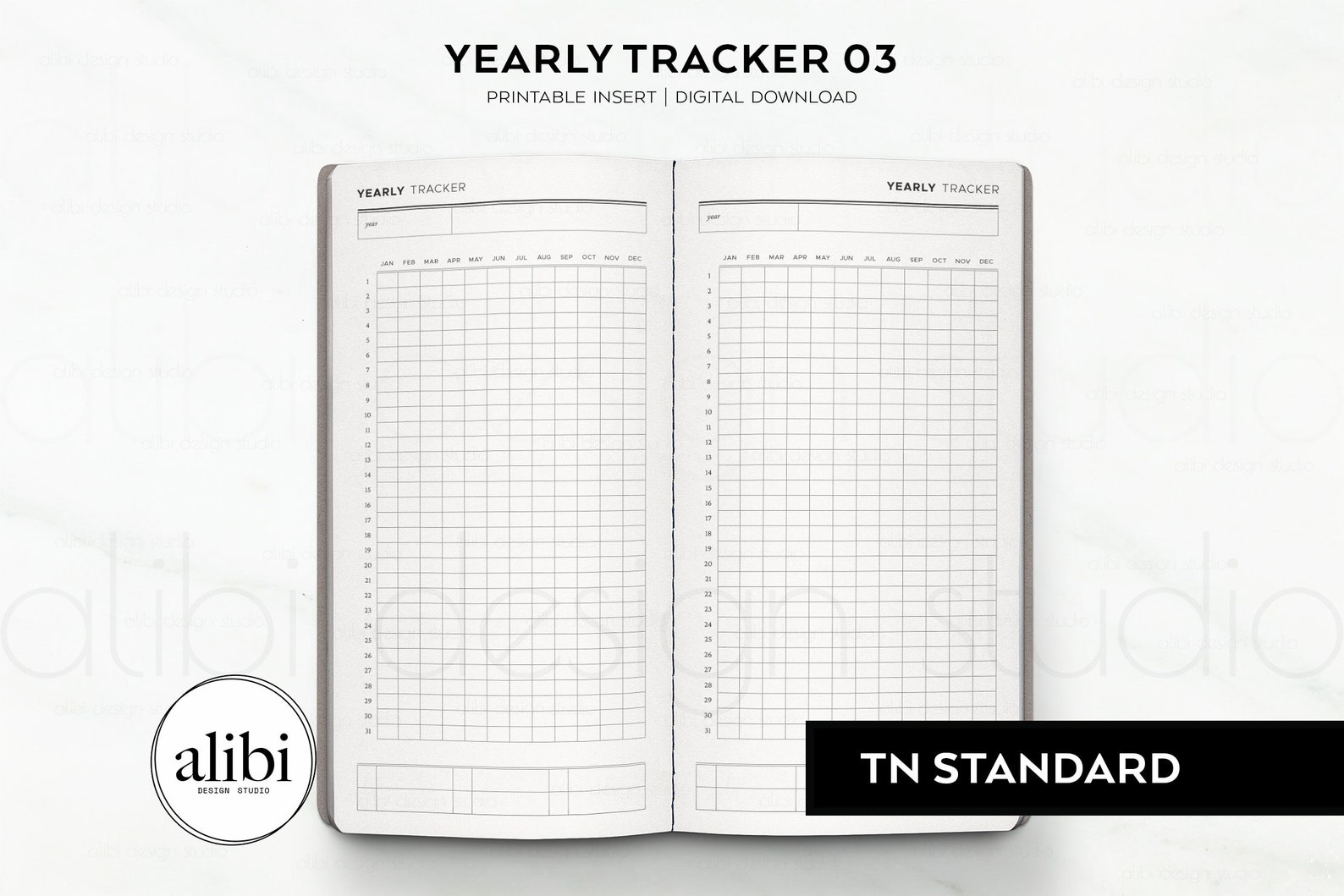 Standard TN Year Tracker Habit Tracker Yearly Overview Mood Tracker ...