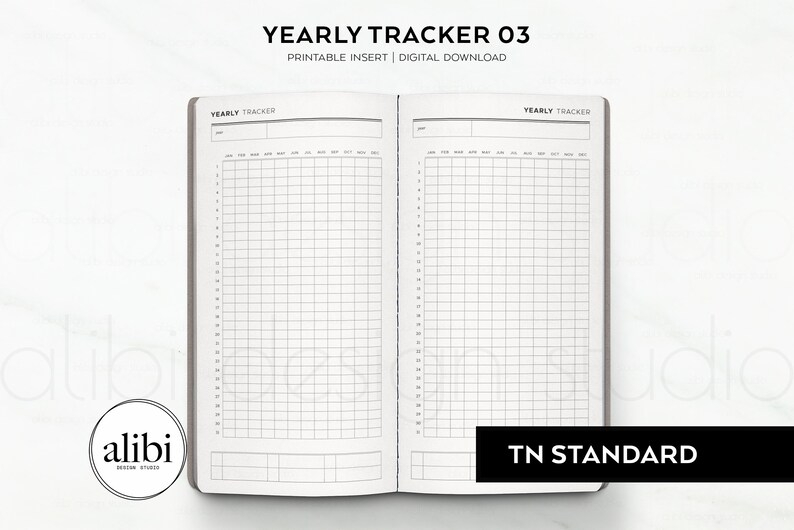 Standard TN Year Tracker Habit Tracker Yearly Overview Mood Tracker ...