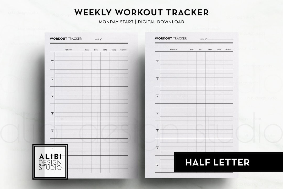 Half Letter Workout Planner Exercise Log Workout Tracker - Etsy