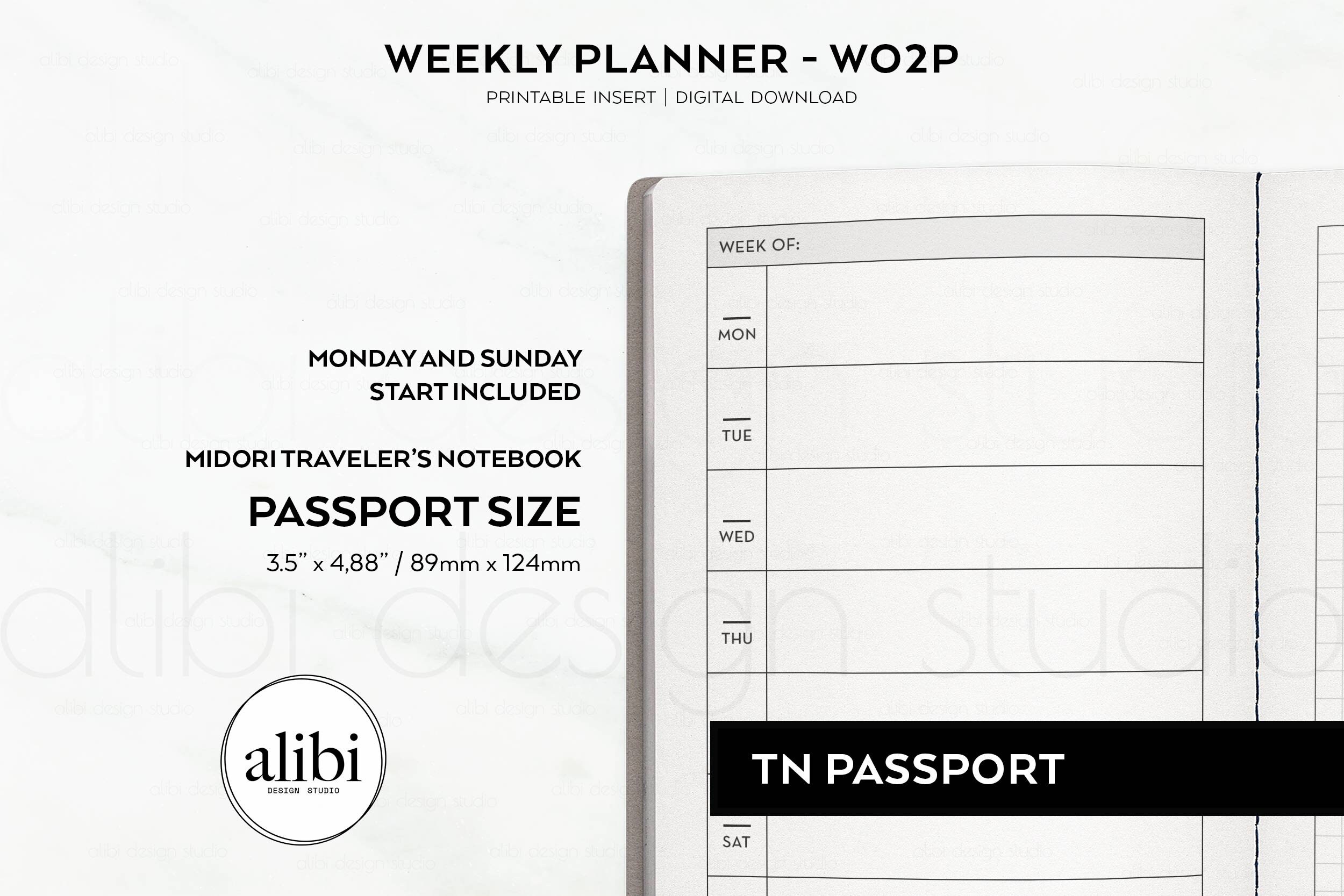 Passport TN Weekly Planner Travelers Notebook Weekly on 2 Page ...