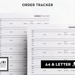 A4 Letter Online Order Tracker Minimal Purchase Tracker Purchase Log ...
