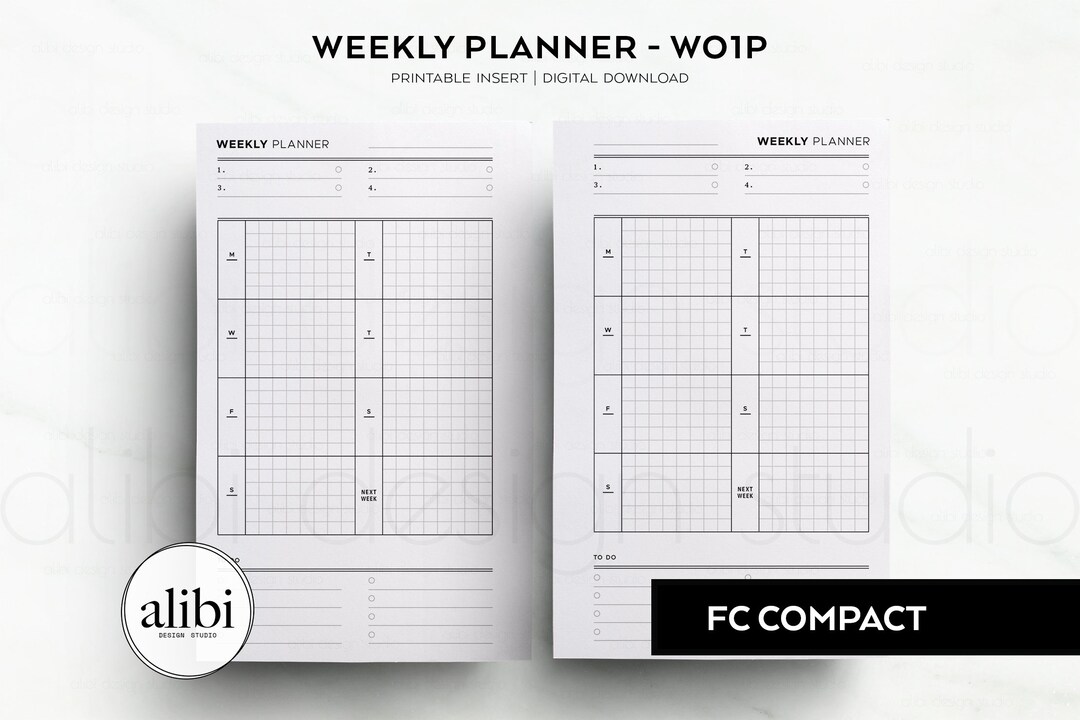 FC Compact Weekly Planner Week on 1 Page Week at a Glance Franklin ...