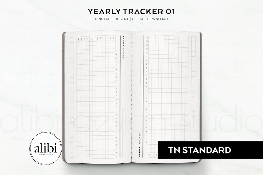 Standard TN Year Tracker Habit Tracker Yearly Overview Mood Tracker ...