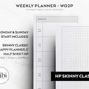 Skinny Classic Happy Planner Weekly Planner Week on 2 Pages Grid Paper ...