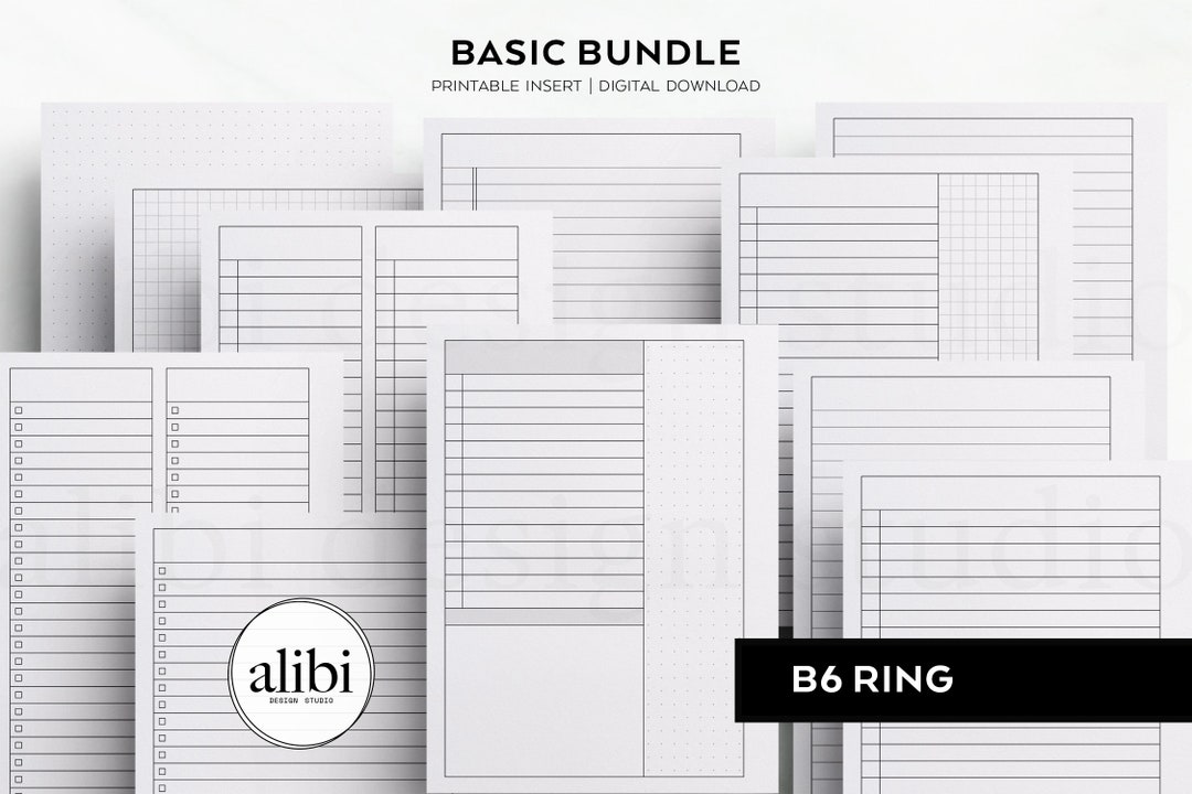 B6 Basic Bundle Grid Paper Dot Grid Paper Lined Paper Notes Bundle B6 ...
