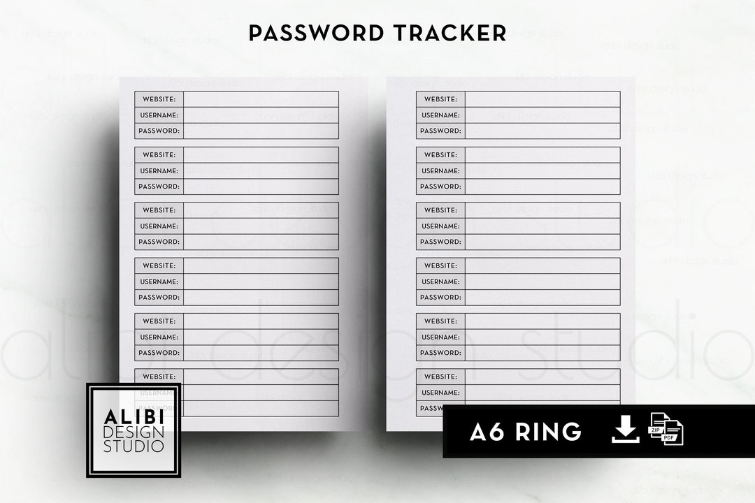 A6 Password Tracker Password Journal A6 Printable Planner - Etsy