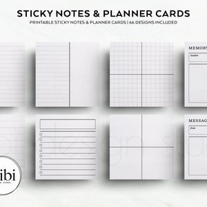 Printable Sticky Notes, Printable Planner Cards - 66 Designs ...