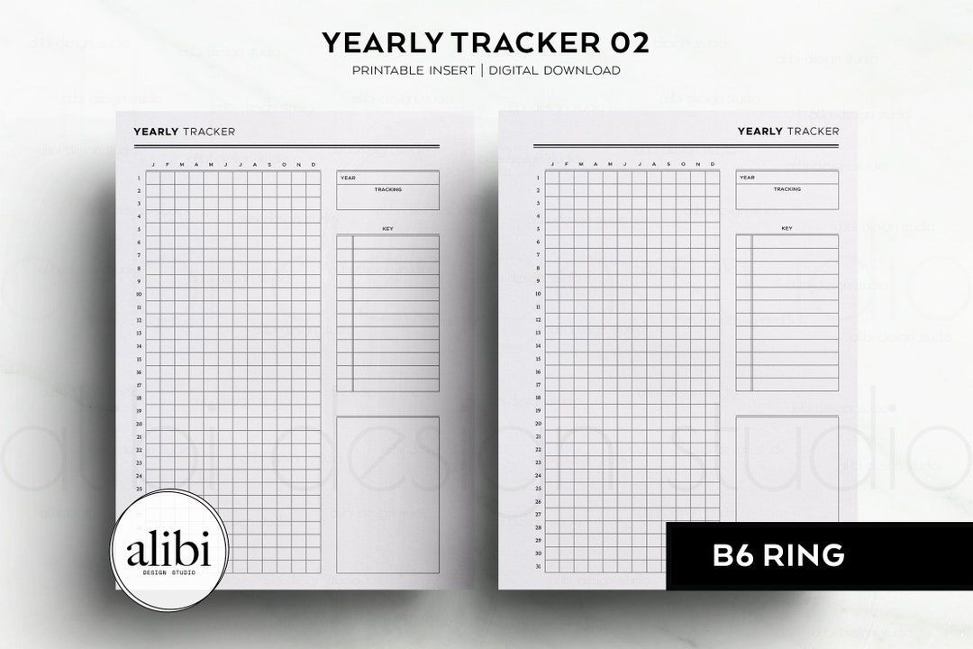 B6 Rings Year Tracker Habit Tracker Yearly Overview Mood Tracker Period ...