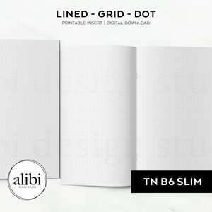 B6 SLIM TN Grid Paper Dot Grid Lined Paper Printables Travelers ...
