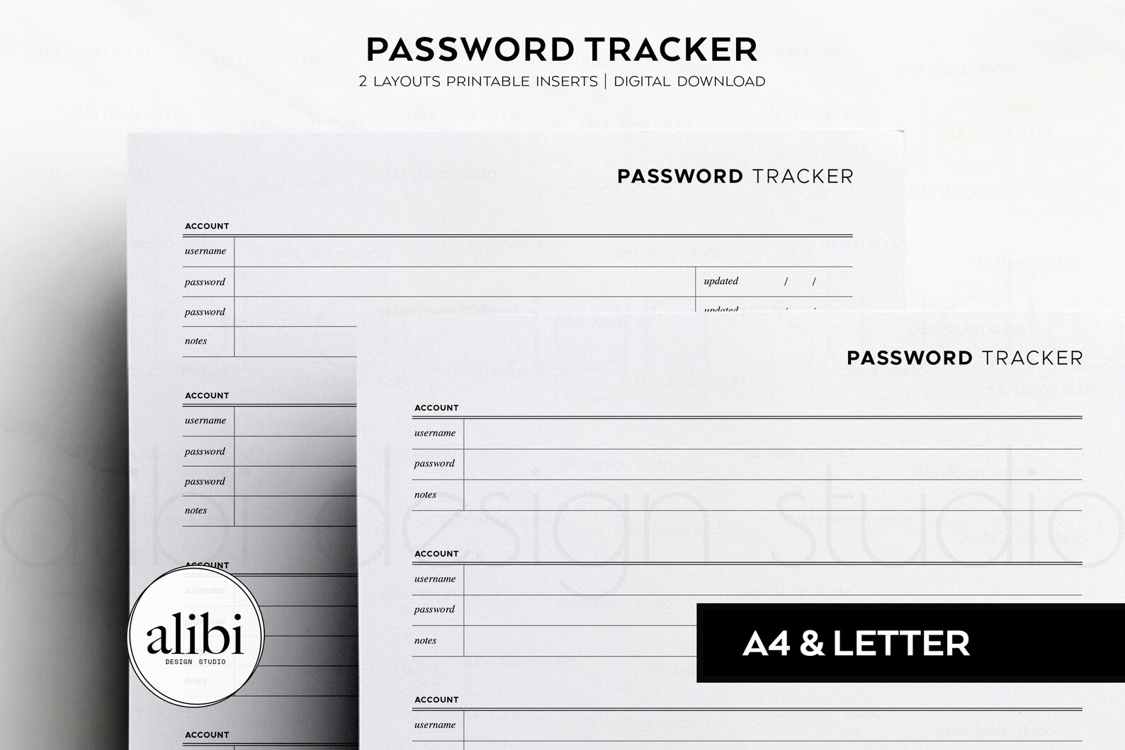 A4 and US Letter Size Password Tracker Password Manager - Etsy