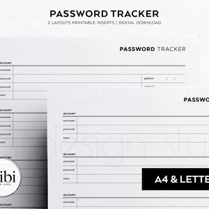 A4 and US Letter Size Password Tracker Password Manager - Etsy