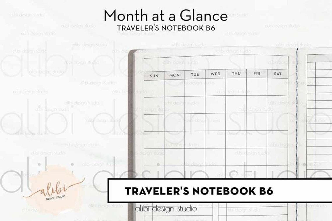 B6 TN Monthly Planner Month at a Glance Monthly Calendar | Etsy