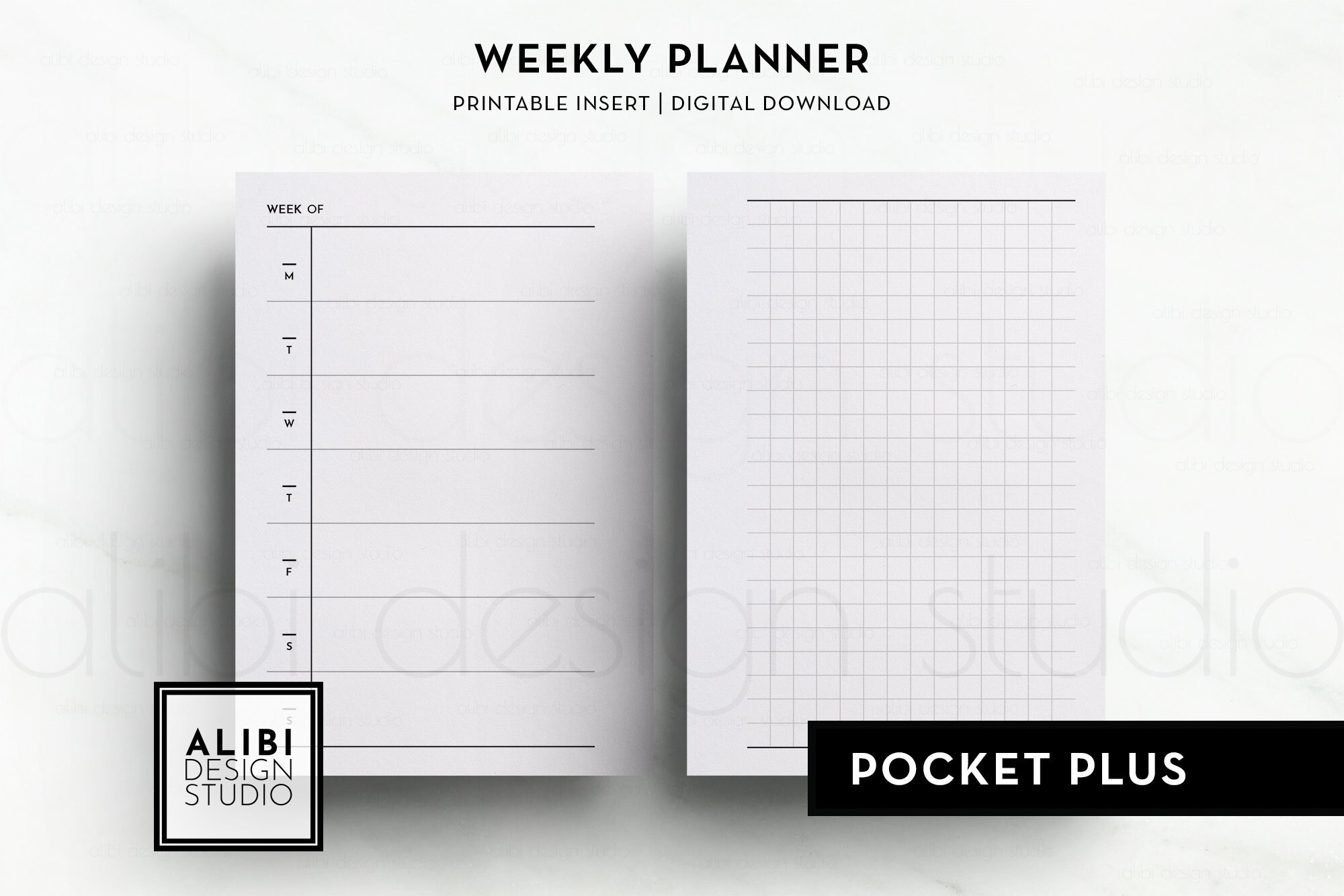 Pocket Plus, Minimalist Weekly Planner Weekly Overview Week on One Page ...