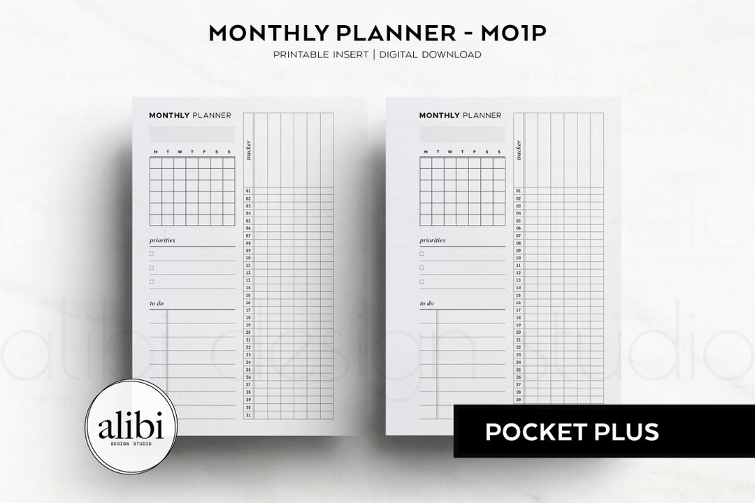 Pocket Plus Month at a Glance Habit Tracker Monthly Planner Mo1p Month ...