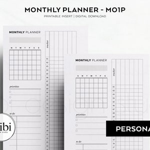 Personal Month at a Glance Habit Tracker Monthly Planner Personal ...