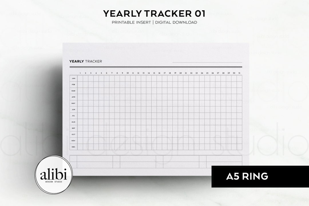 A5 Year Tracker Habit Tracker Yearly Overview Mood Tracker Period ...