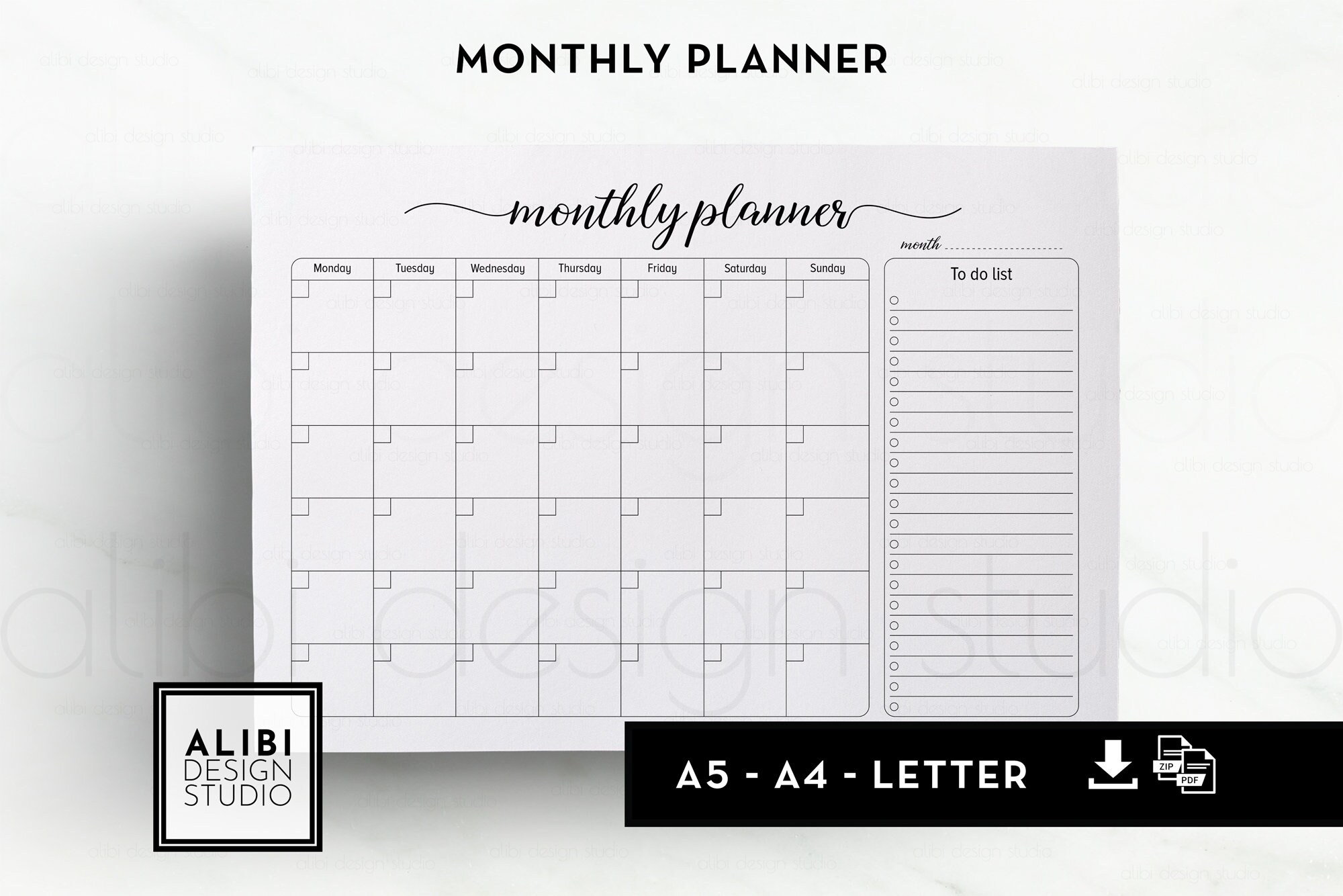 A5 A4 Letter Monthly Planner Monthly Calendar to Do List - Etsy