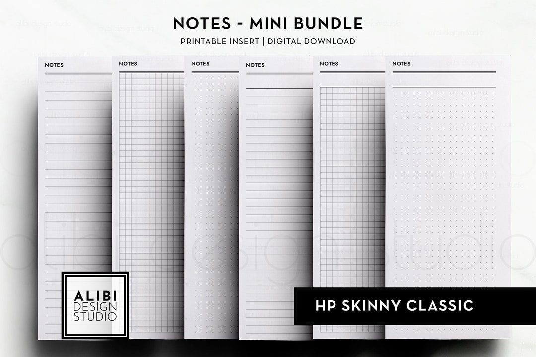 Skinny Classic Happy Planner, Basic Notes Bundle Notes Paper Grid Paper ...