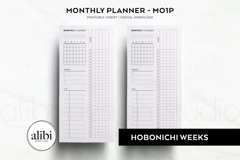 Hobonichi Weeks Month at a Glance Habit Tracker Monthly Planner Mo1p ...