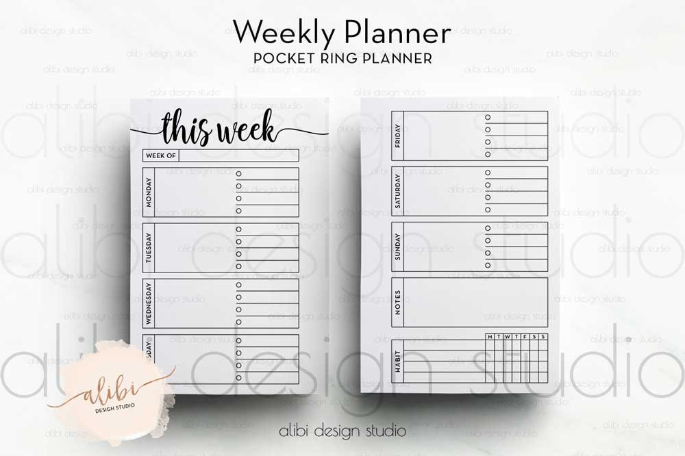 Pocket Weekly Planner Week on 2 Pages Pocket Planner | Etsy
