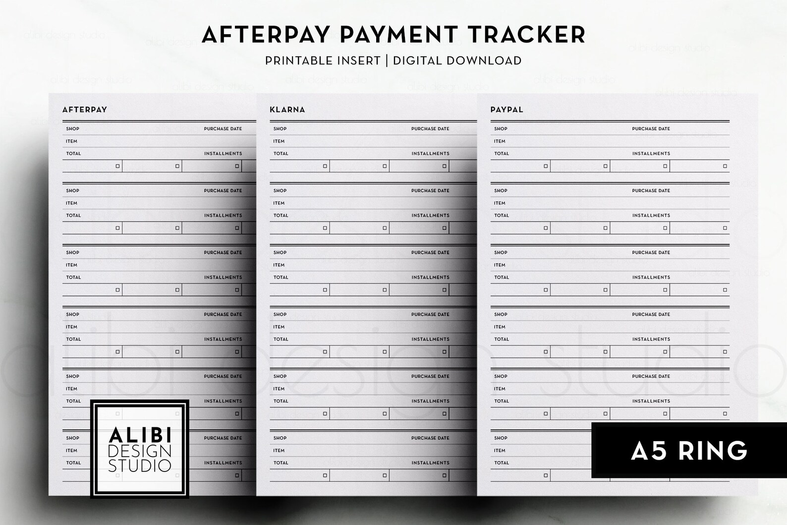 A5 Afterpay Payment Tracker Financial Planner Budget Planner - Etsy