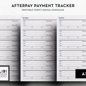 A5 Afterpay Payment Tracker Financial Planner Budget Planner Online ...