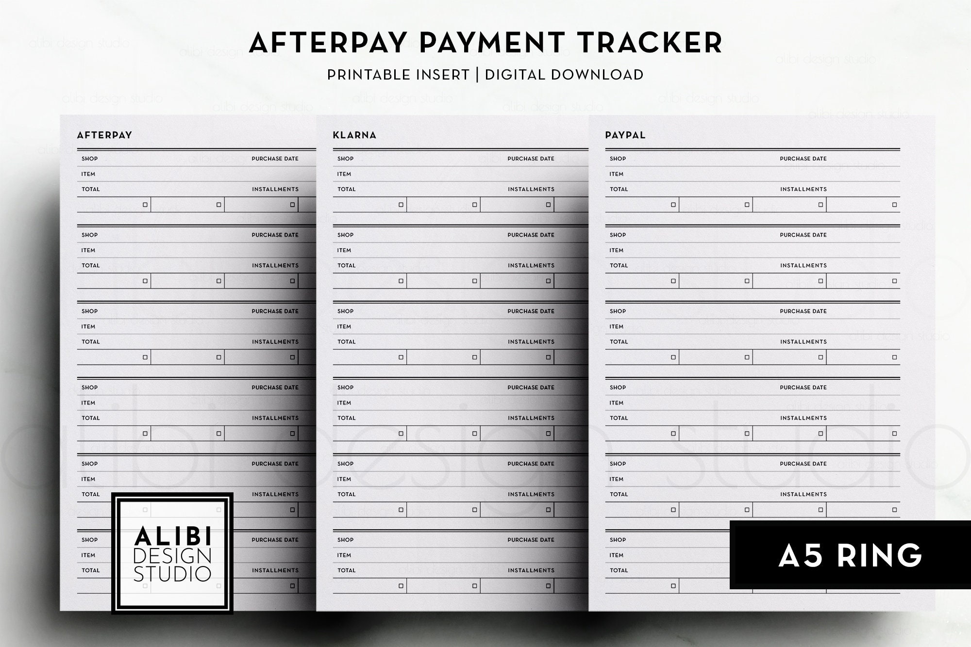 A5 Afterpay Payment Tracker Financial Planner Budget Planner - Etsy