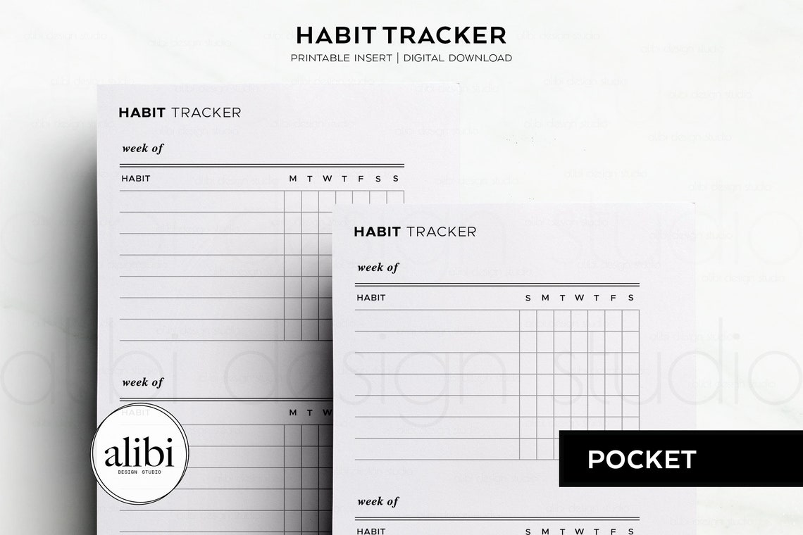 Pocket Habit Tracker Weekly Planner Routine Tracker Pocket Printable ...