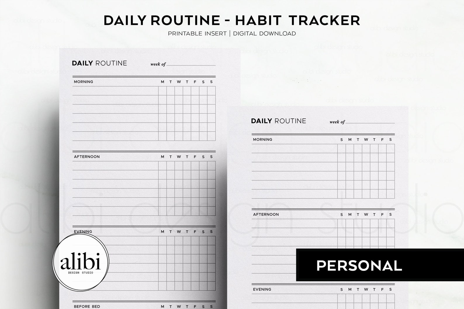 Personal Daily Routine Habit Tracker Weekly Planner Personal - Etsy